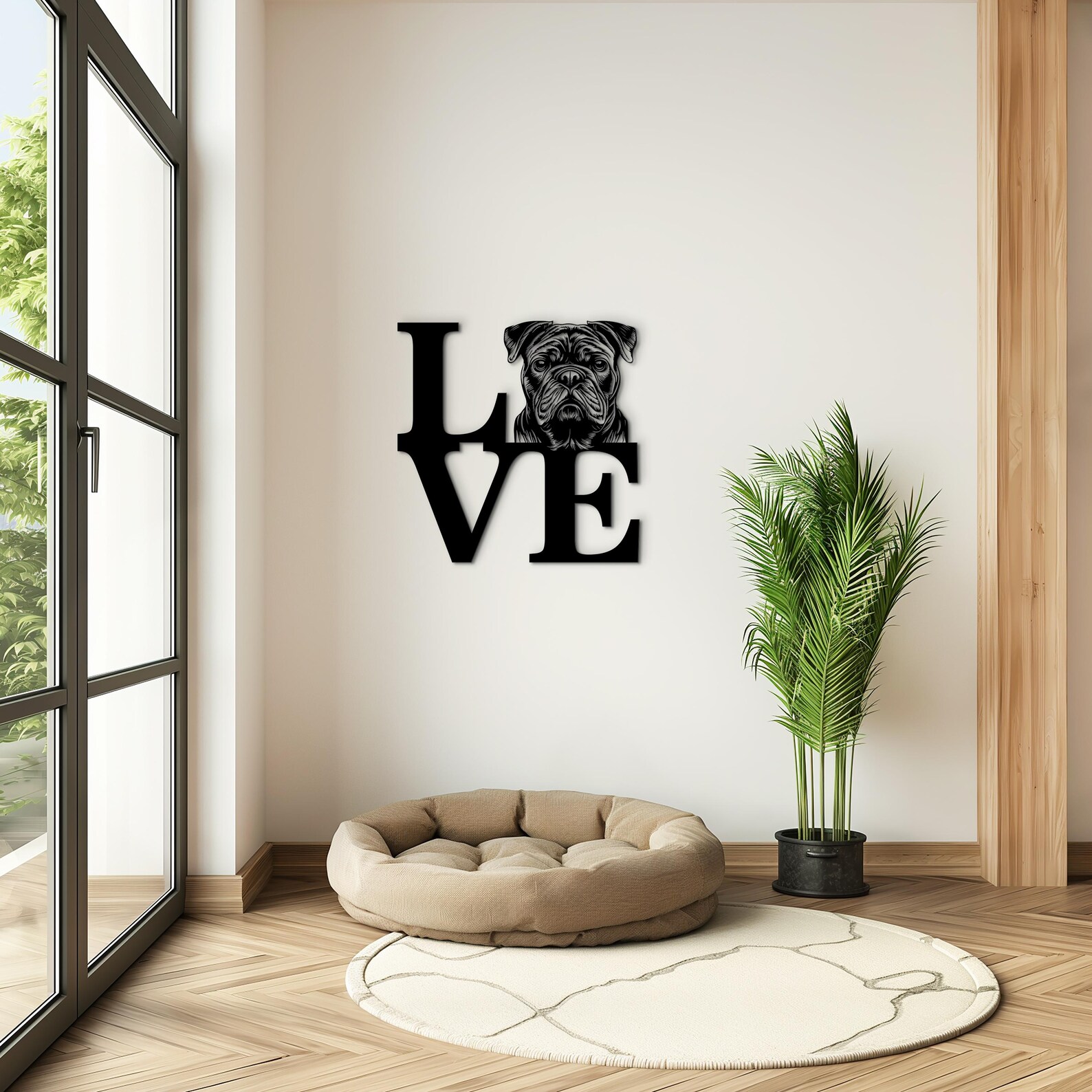 Bulldog Wall Art Wooden Wall Decor. Love Bulldogs Sign Wood Wall ...