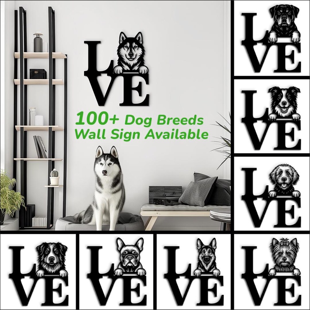 Love Dog Sign, Custom Wooden Wall Hanging, Pet Portrait Wood Wall Art ...