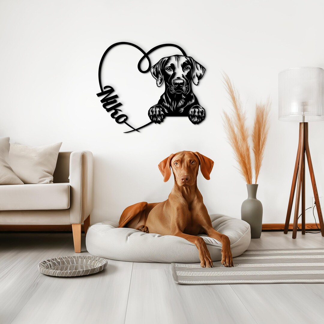Vizsla Name Sign, Personalized Wooden Wall Hanging, Pet Room Wall Art ...