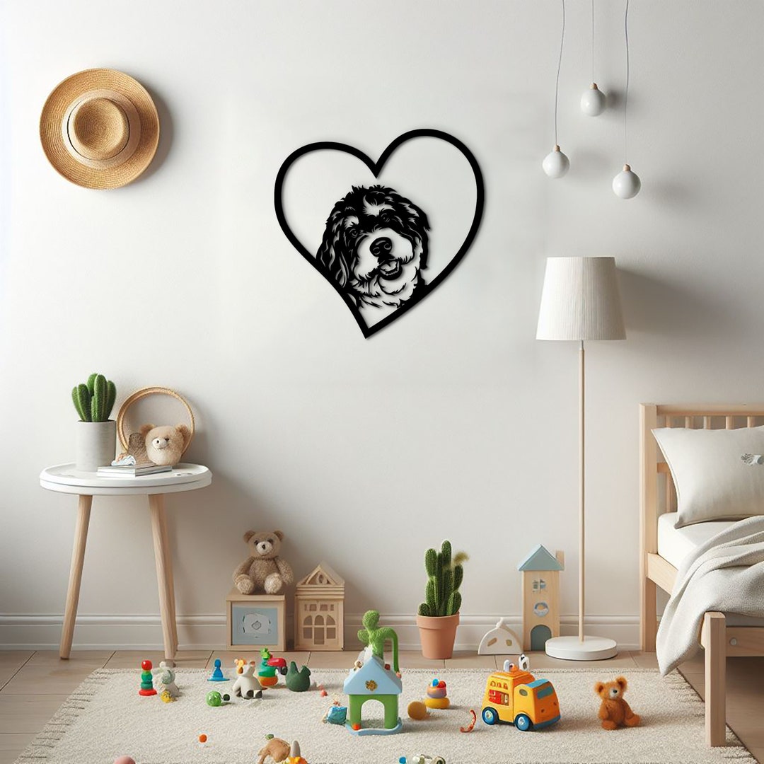 Custom Bernedoodle Art Wood Wall Sign. Pet Portrait Decor Wooden Wall ...