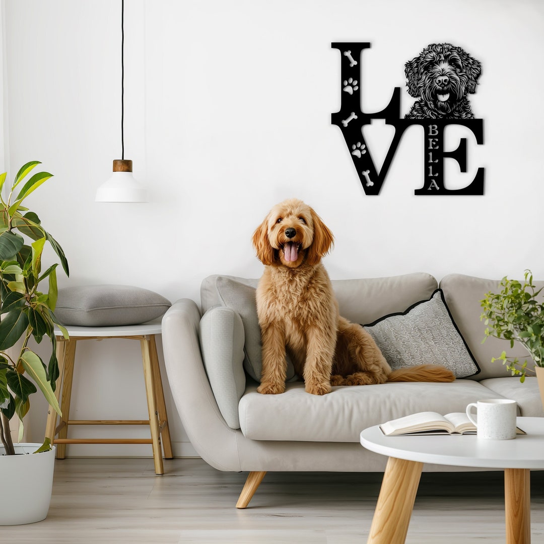 Goldendoodle Wall Art Wooden Home Decor. Custom Goldendoodle LOVE Sign ...