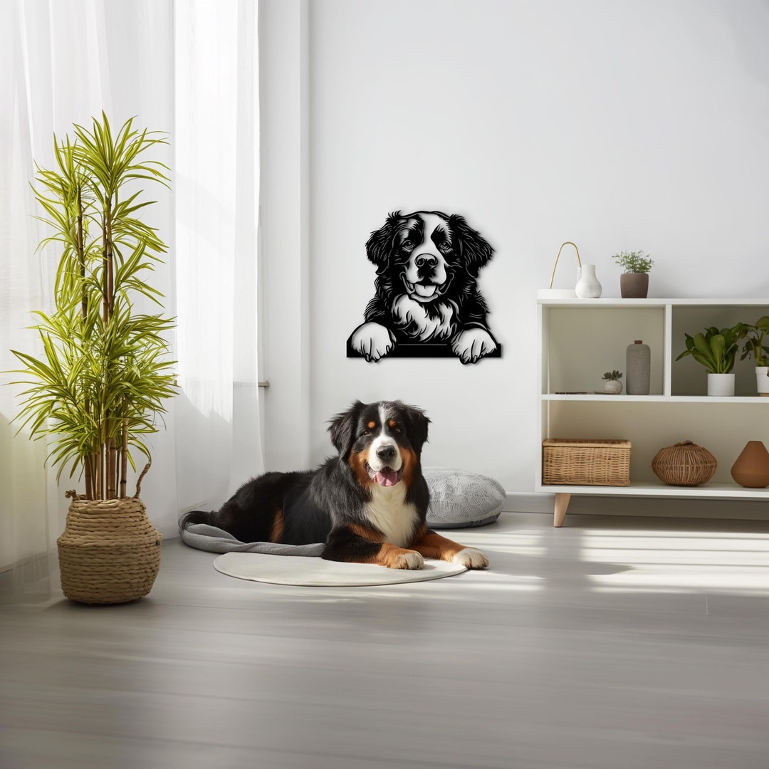 Bernese Mountain Dog Portrait Wood Wall Art - Pet Sign Wooden Wall ...