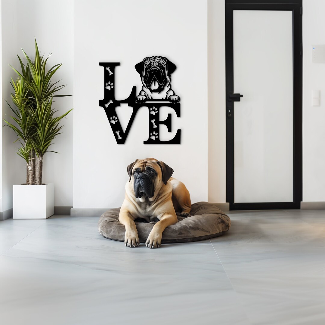 Mastiff Art Custom Wooden Sign, English Mastiff Decor Wall Hanging ...
