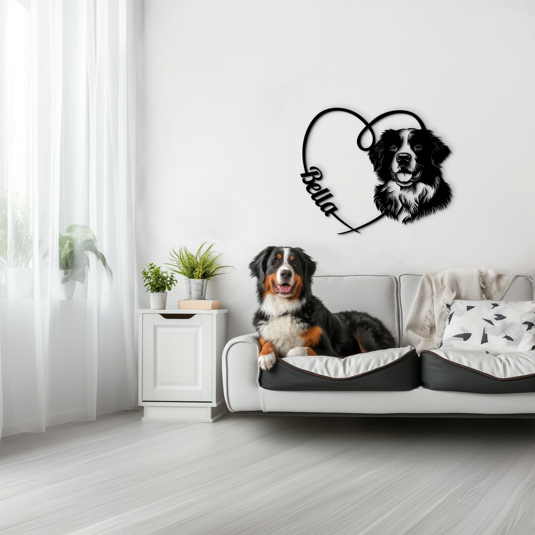 Bernese Dog Art Wood Wall Sign. Custom Bernese Mountain Dog Name Decor ...