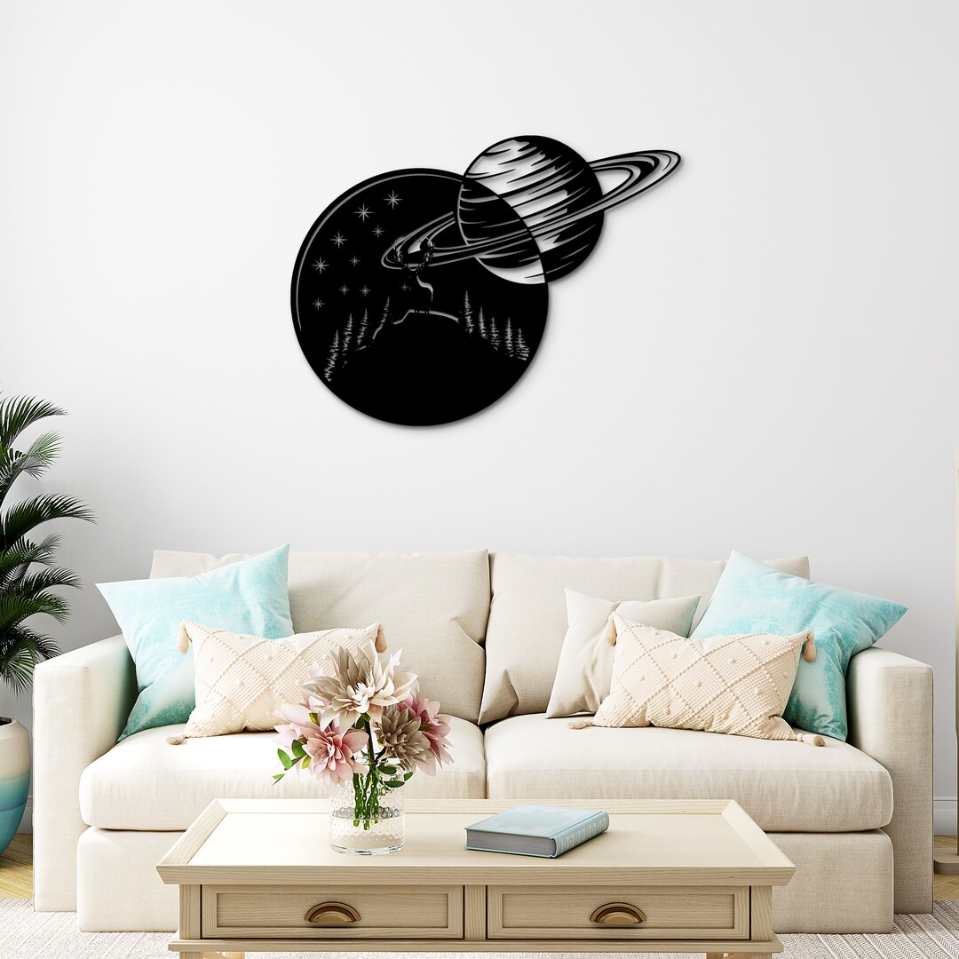 Handmade Wooden Planet Saturn, Saturn Wooden Wall Art, Living Room ...