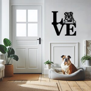 Bulldog Wall Art Wooden Wall Decor. Love Bulldogs Sign Wood Wall ...