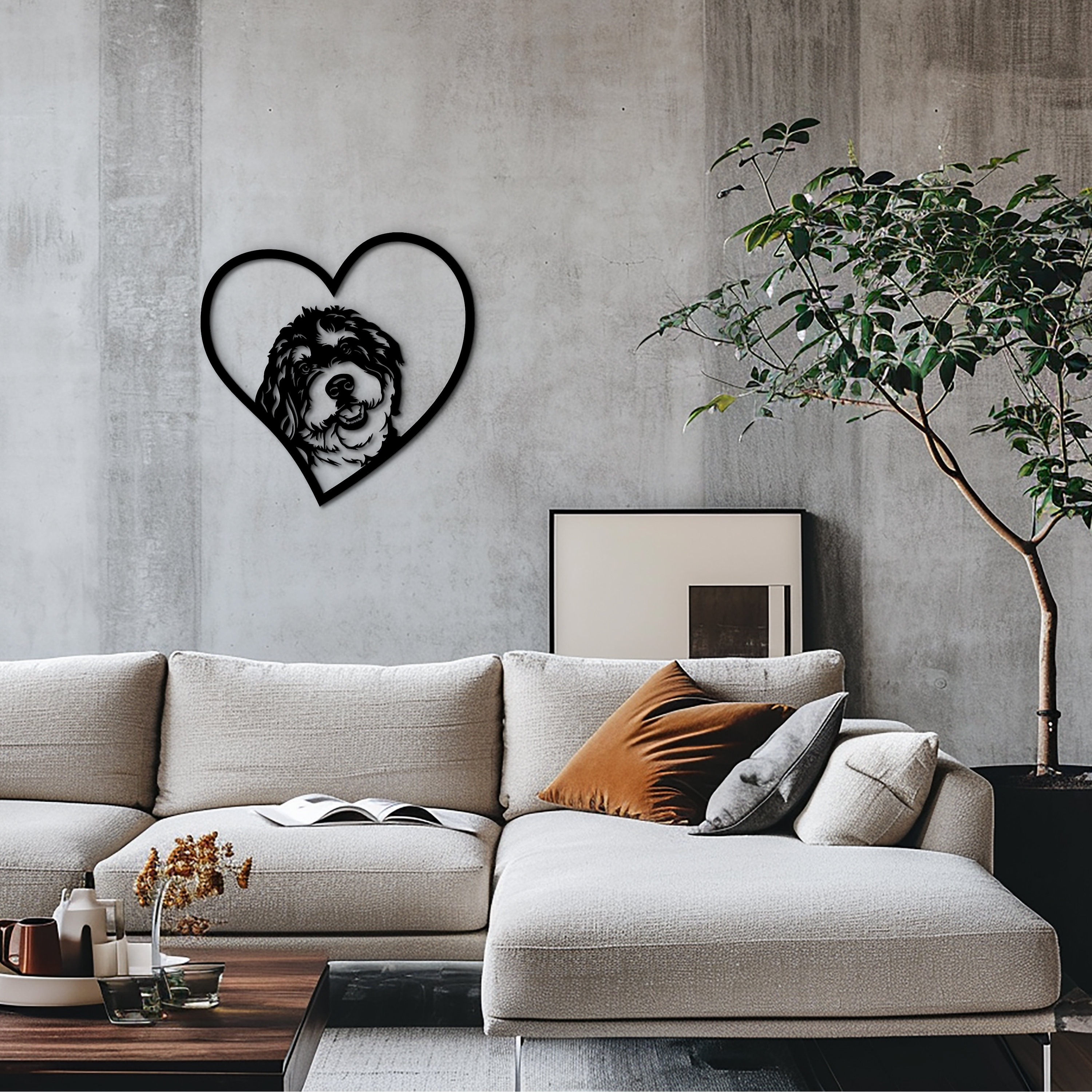 Custom Bernedoodle Art Wood Wall Sign. Pet Portrait Decor Wooden Wall ...