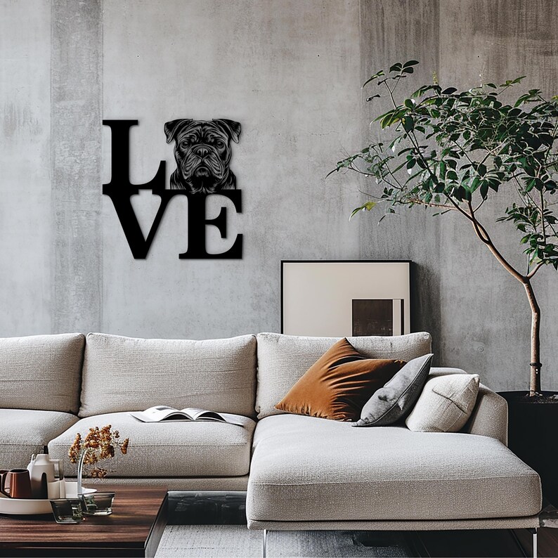Bulldog Wall Art Wooden Wall Decor. Love Bulldogs Sign Wood Wall ...
