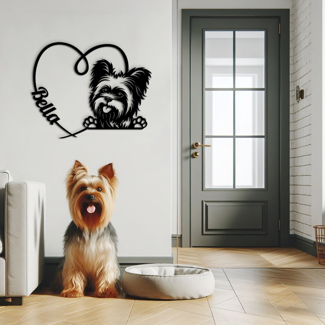 Yorkie Wall Art Wooden Dog Sign With Custom Pet Name or Text ...