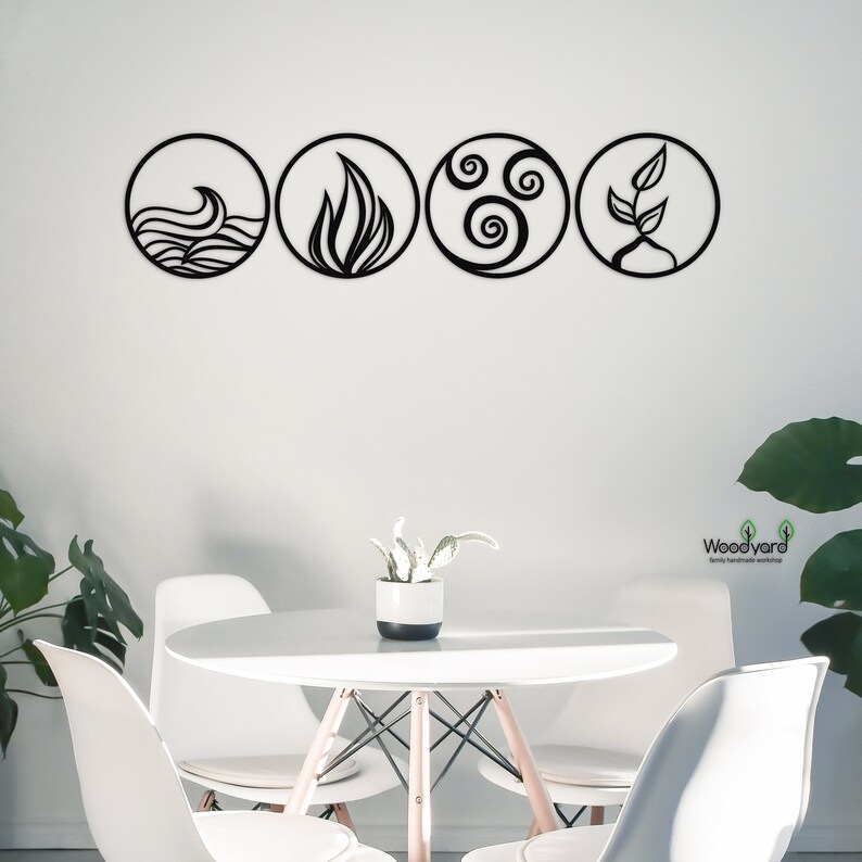 Decorative Set of Four Elements Wooden Wall Hanging: Set of 4 | Etsy