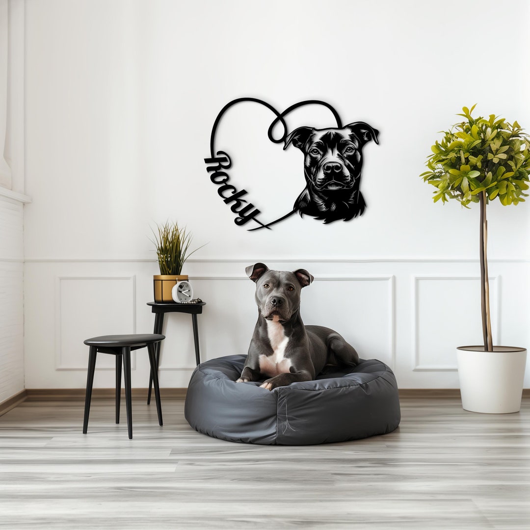 American Staffordshire Terrier Wood Wall Decor. Custom Amstaff Art Dog ...