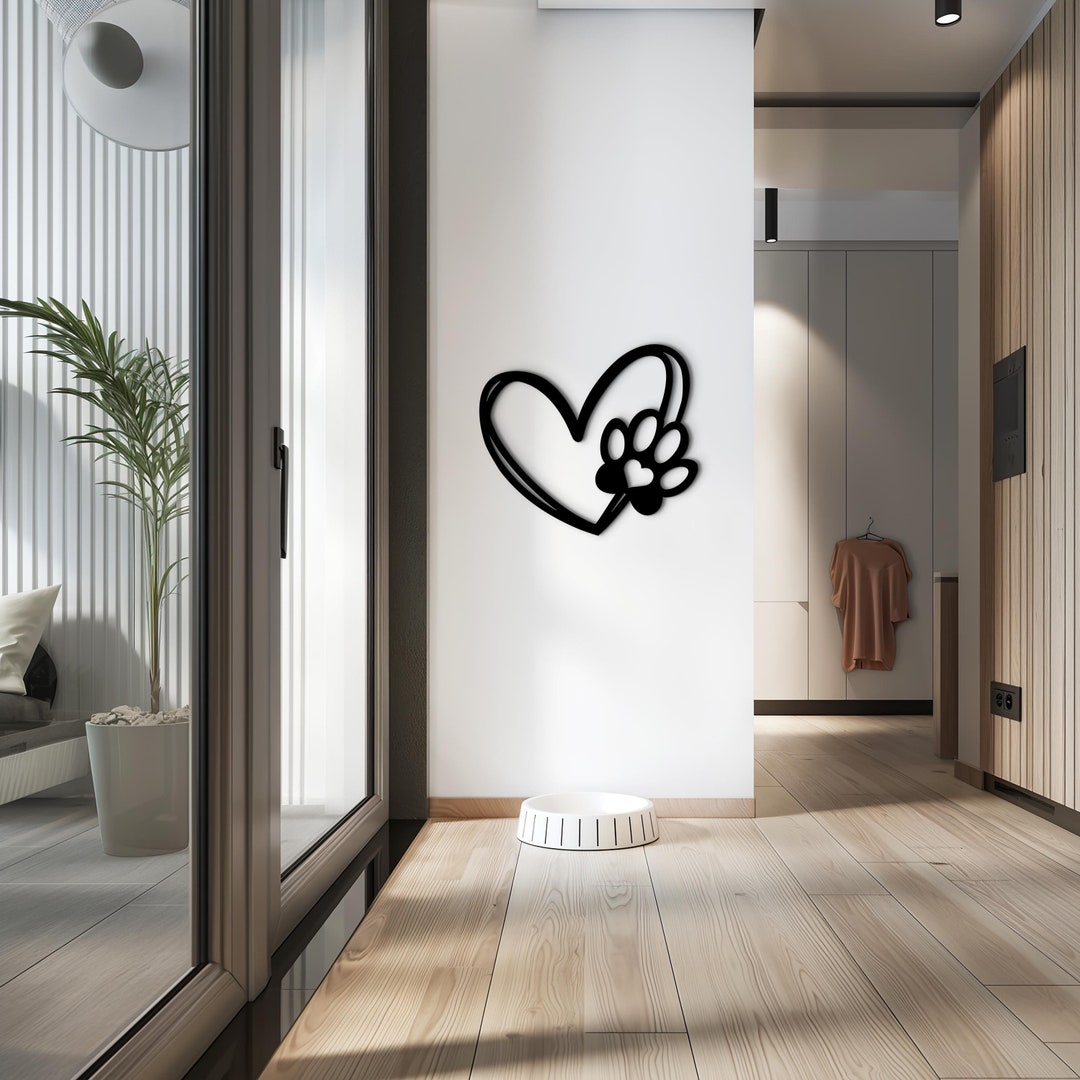 Dog Paw Wall Decor Wood Wall Art. Heart and Paw Wall Hanging. Paw Print ...