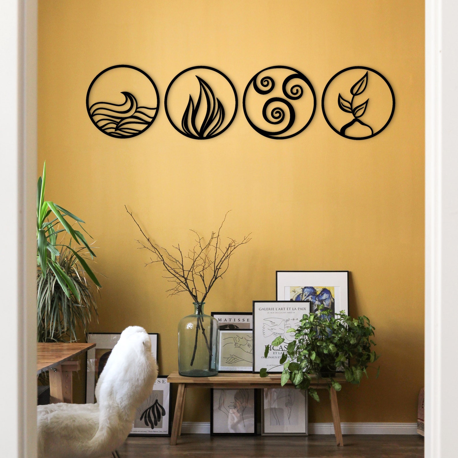 Decorative set of Four Elements wooden wall hanging: 4 laser | Etsy