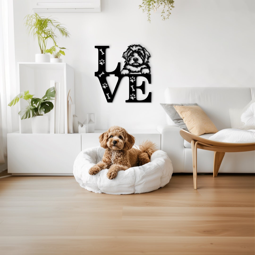 Cavapoo Wooden Sign With LOVE Letters. Custom Portrait Wood Wall Art ...