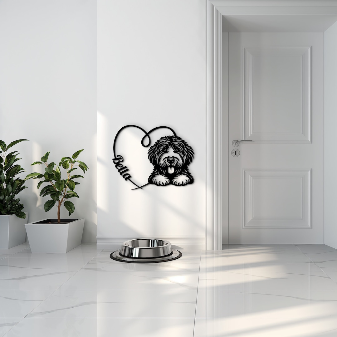 Aussiedoodle Art Wooden Dog Sign. Personalized Aussiedoodle Wall ...