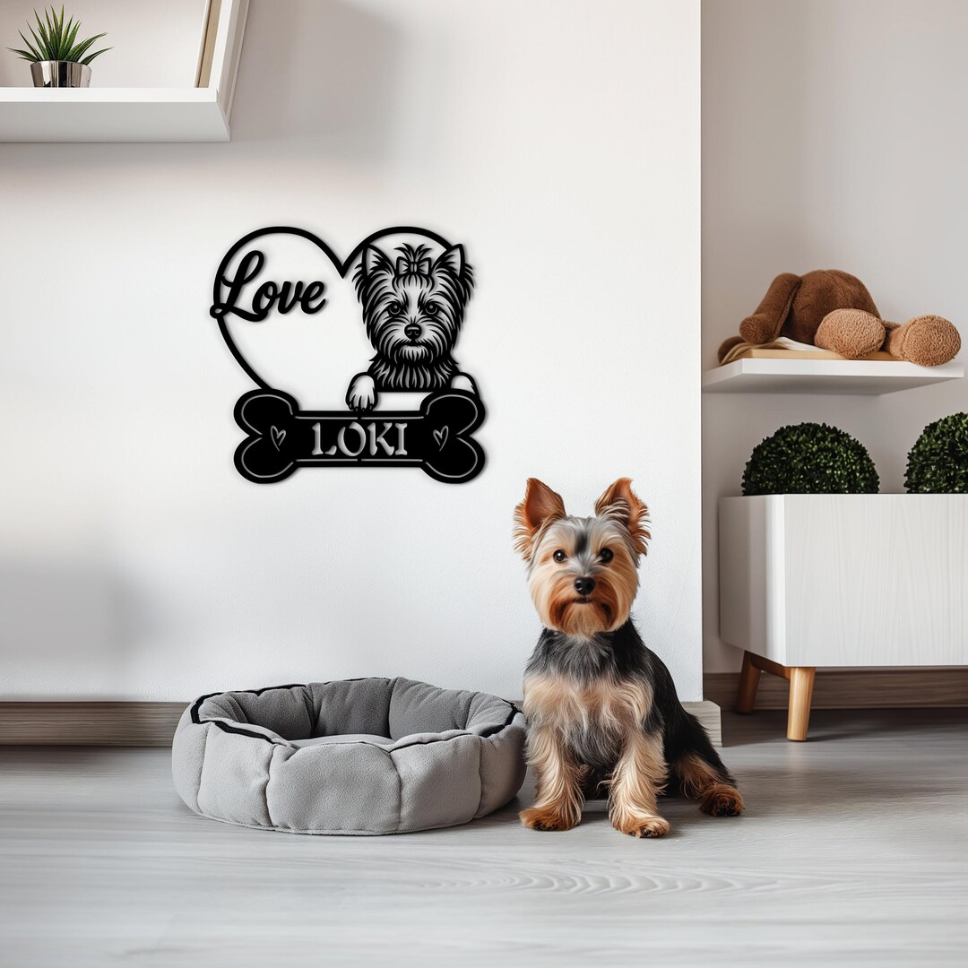 Yorkshire Terrier Wall Art • Personalized Yorkie Name Sign • Custom Dog ...