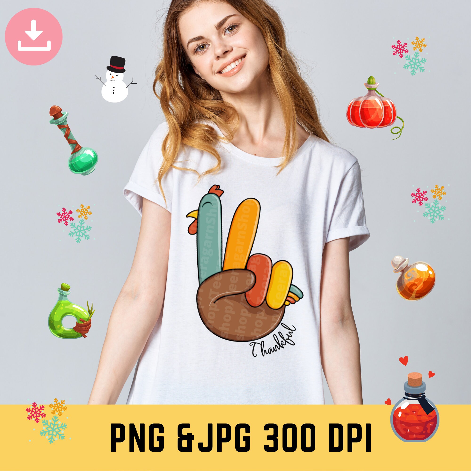 2 Style Peace Sign Turkey PNG File, Thanksgiving Sublimation File ...