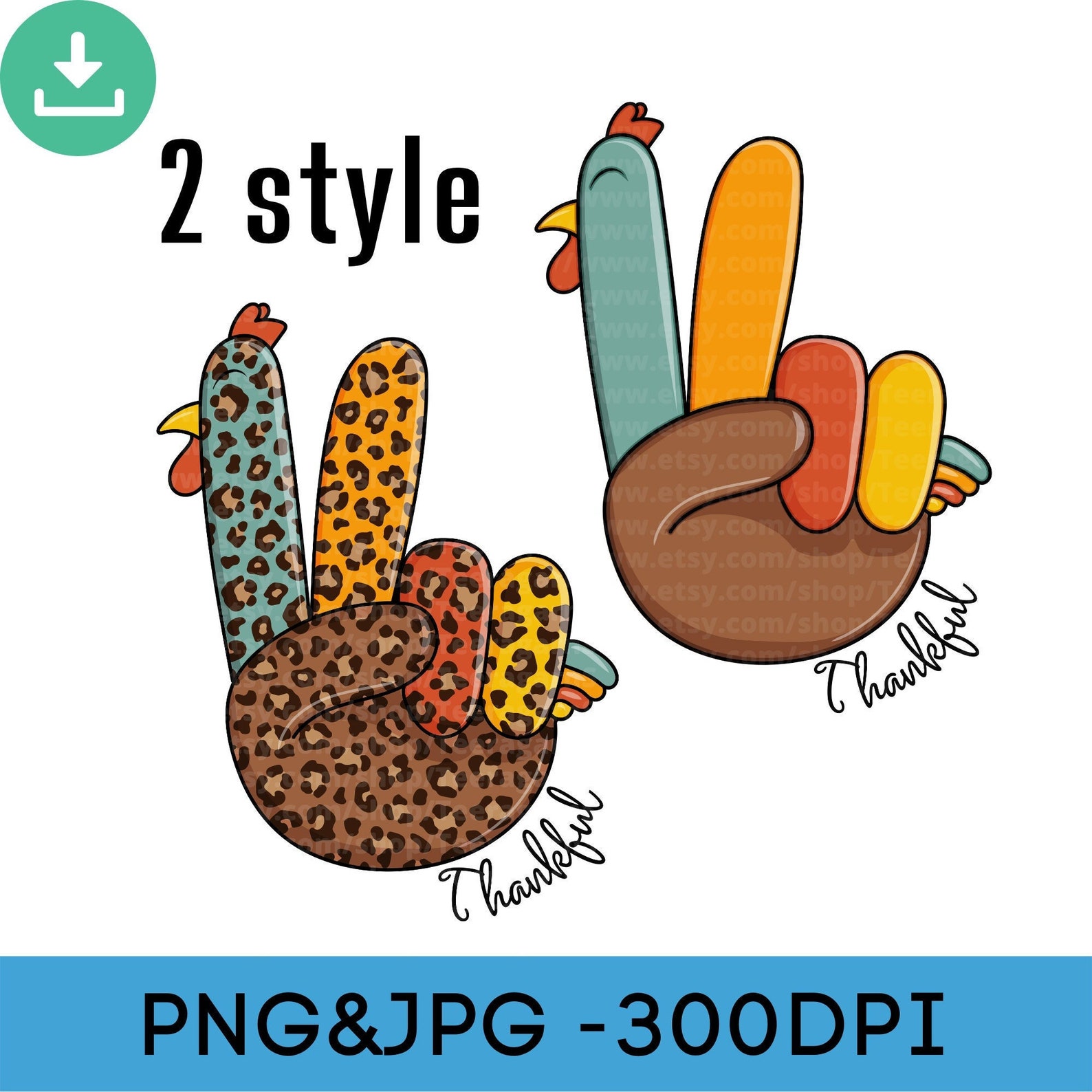 2 Style Peace Sign Turkey PNG File, Thanksgiving Sublimation File ...