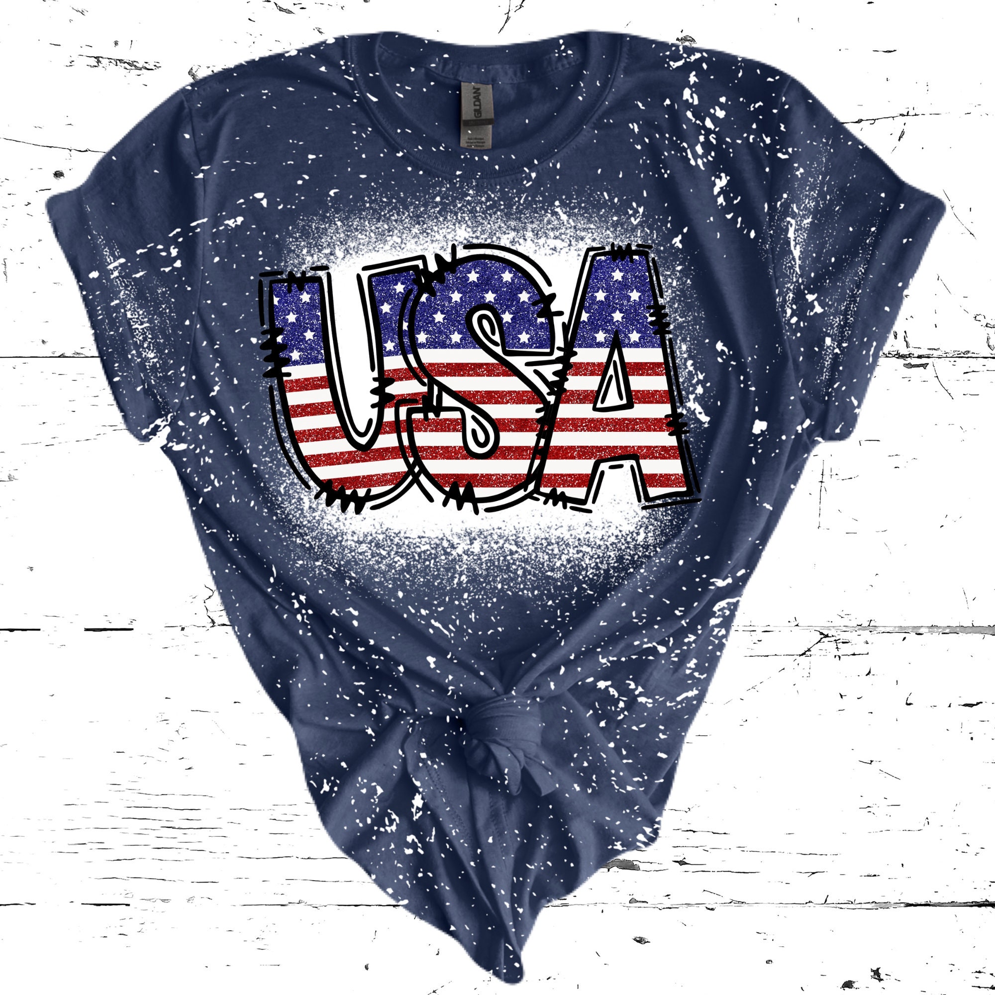 USA American Flag Shirt, 4th of July Shirt, Womens Bleached T-shirt ...