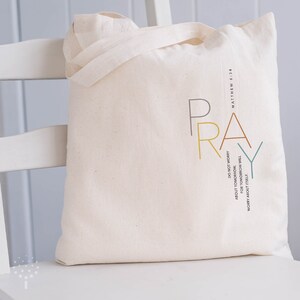 Pray Christian Tote Bags, Bible Scripture Tote Bag, Organic Cotton Bag ...