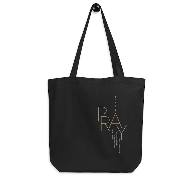 Pray Christian Tote Bags, Bible Scripture Tote Bag, Organic Cotton Bag ...