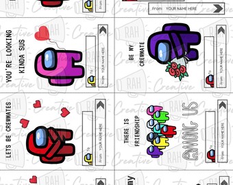 Among Us Valentines Cards, Among Us Art, Among Us Valentine Cards, Kids ...
