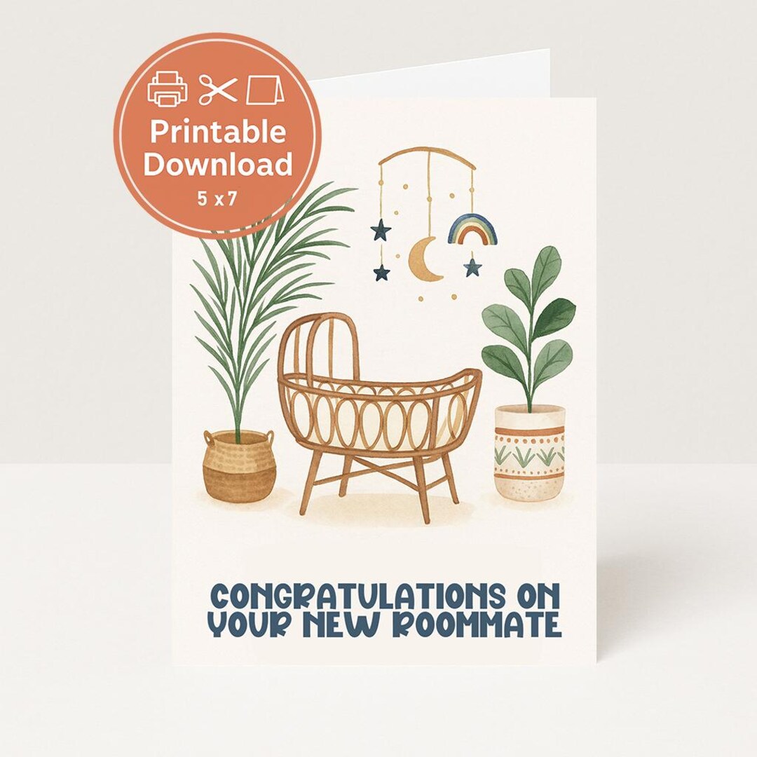 Funny New Baby Roommate Card |new Baby Born | Baby Shower Card | Baby ...