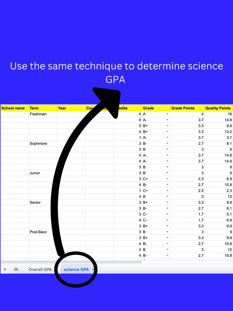 CASPA GPA Calculator for PA School || Google Sheets, Template, Edit - Etsy