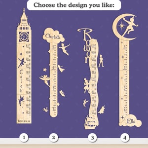 Peter Pan Nursery Theme Height Growth Chart Personalized Ruler for Kids ...