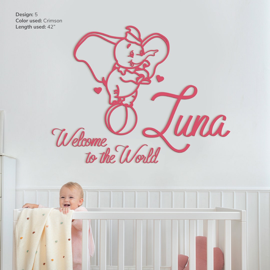 Dumbo Inspired Personalized Initial Name Signs Dumbo Elephant Nursery ...
