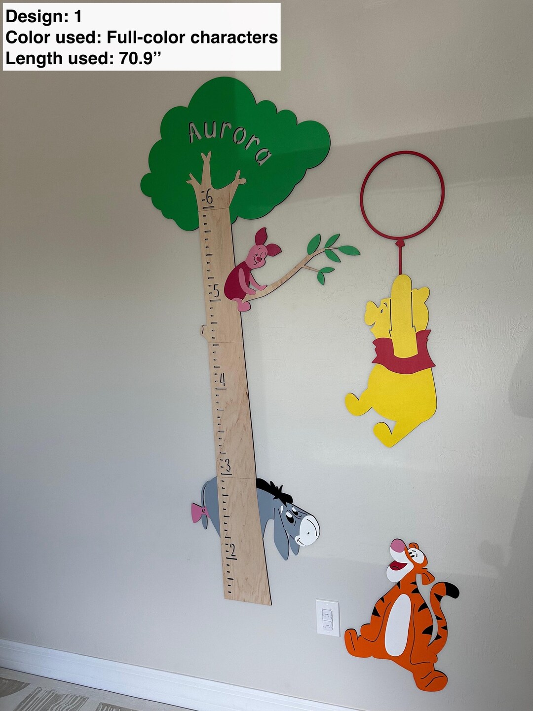 Winnie the Pooh Growth Chart Personalized Height Ruler Nursery Wall ...