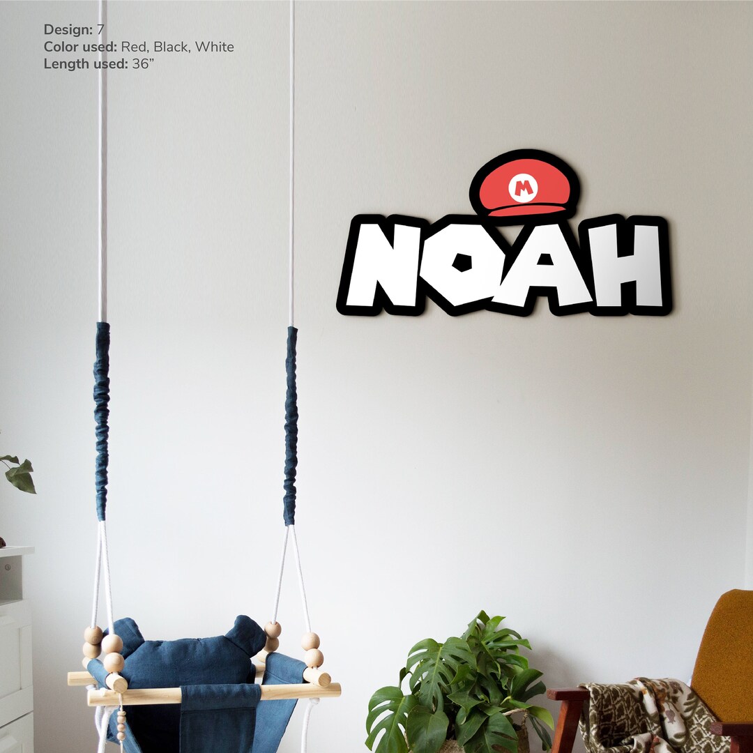 Personalized Super Mario Name Sign Minecraft Mario Wooden Nursery Decor ...
