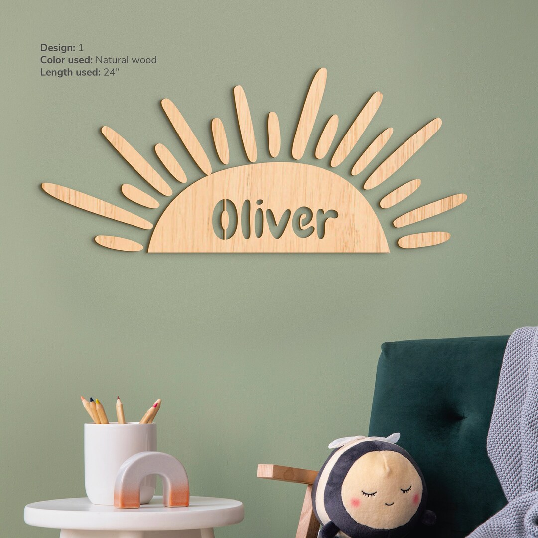Half Sun Name Sign for Nursery Clouds Personalized Sign Sun - Etsy