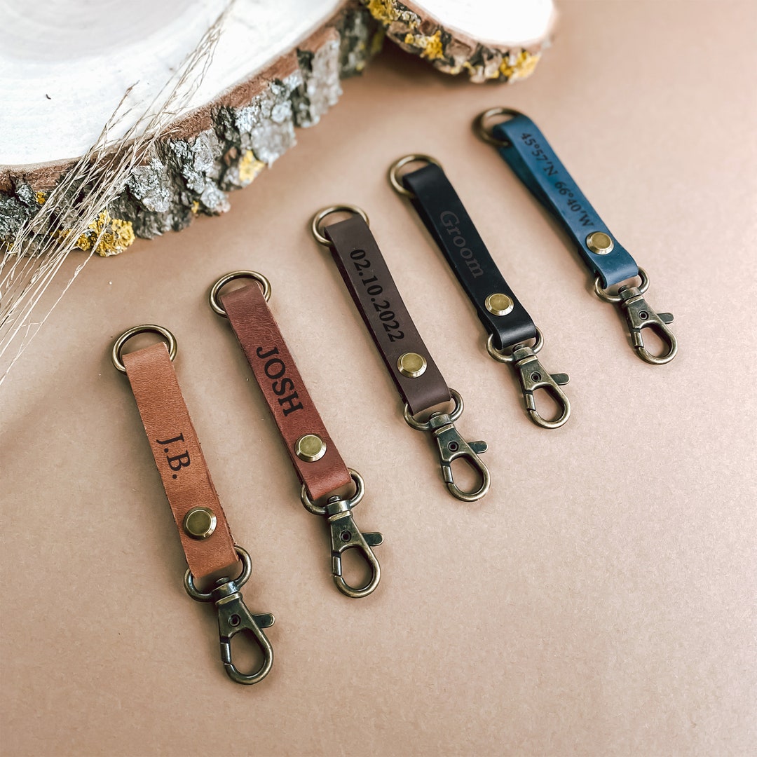 Custom Leather Keychain Personalized Leather Keychain Wedding Favor ...