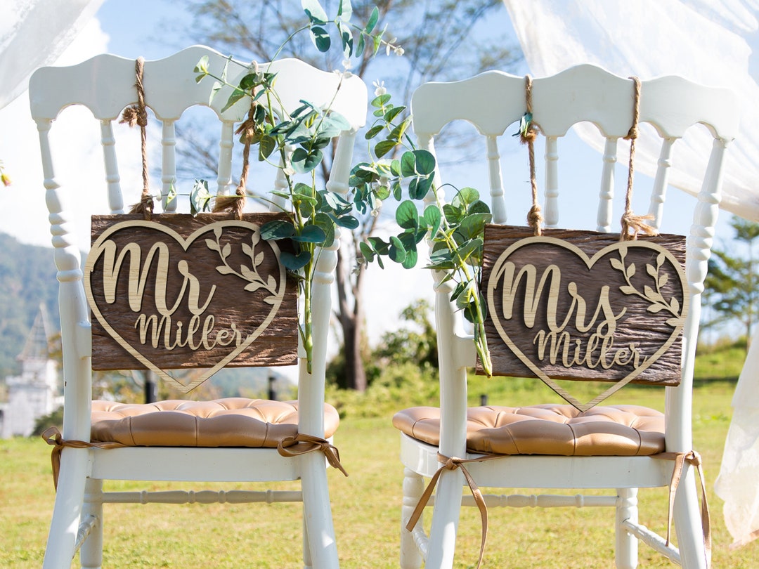 Mr Mrs Chair Signs Mr and Mrs Wood Sign Wedding Sign Wooden Sign ...