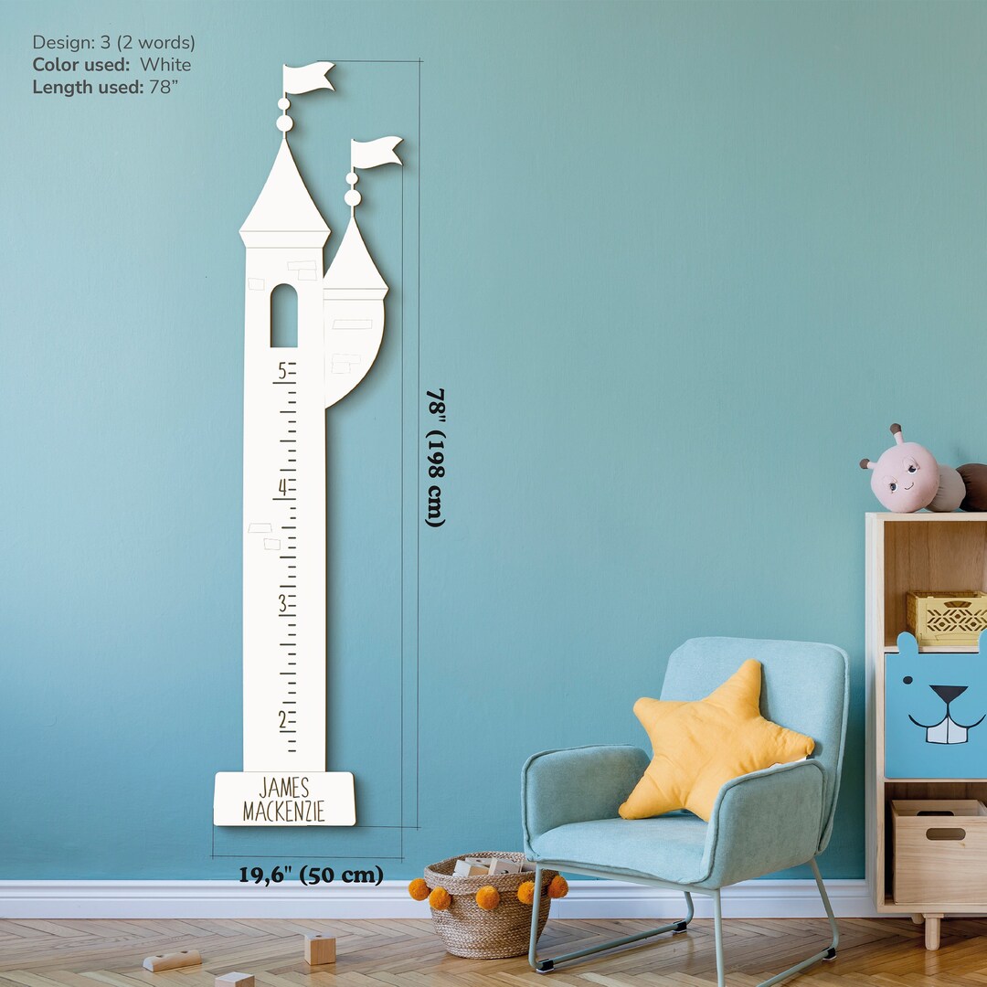 Castle Growth Chart Personalized Kids Height Ruler Wooden Wall Growth ...