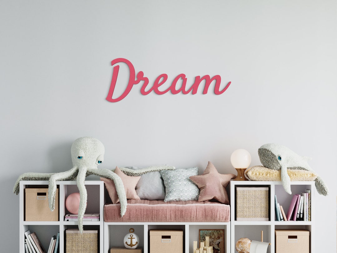 Dream Wooden Sign Inspiring Wall Frase Playroom Decor Sizeable and ...