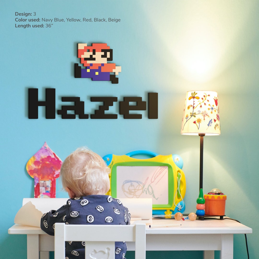 Super Mario Name Sign Mario Wood Nursery Decor Custom Door Sign Game ...