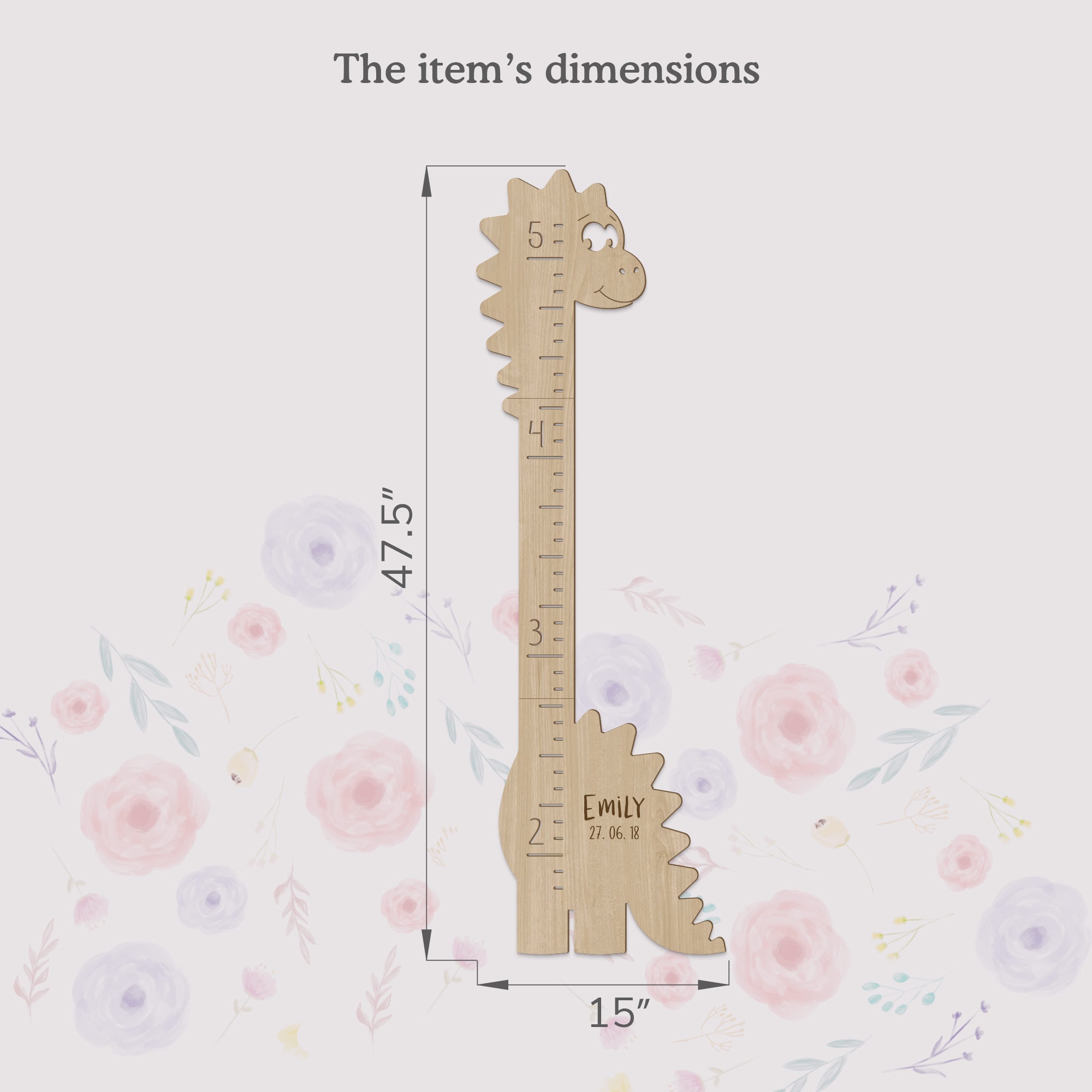 Wood Dino Growth Chart Dinosaur Growth Chart Personalized Dinosaur Baby ...