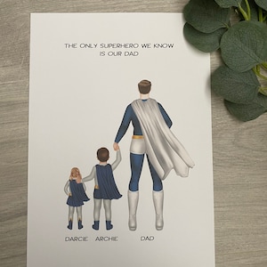 Superhero Dad and Kids Print, Christmas Gift, Birthday Gift, Fathers ...