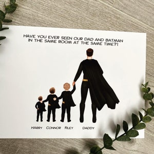 Superhero Dad and Kids Print, Christmas Gift, Birthday Gift, Fathers ...