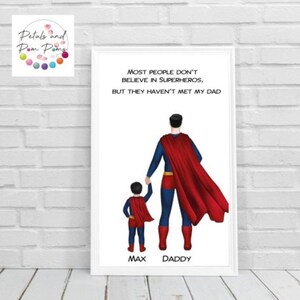 Superhero Dad and Kids Print, Christmas Gift, Birthday Gift, Father’s ...