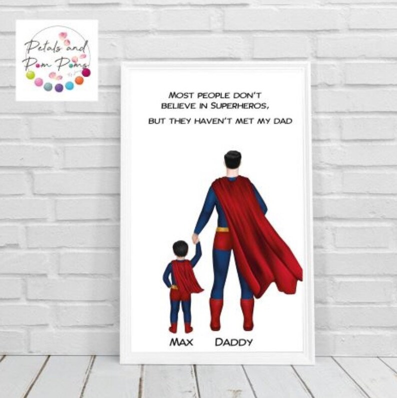 Superhero Dad and Kids Print Christmas Gift Birthday Gift | Etsy