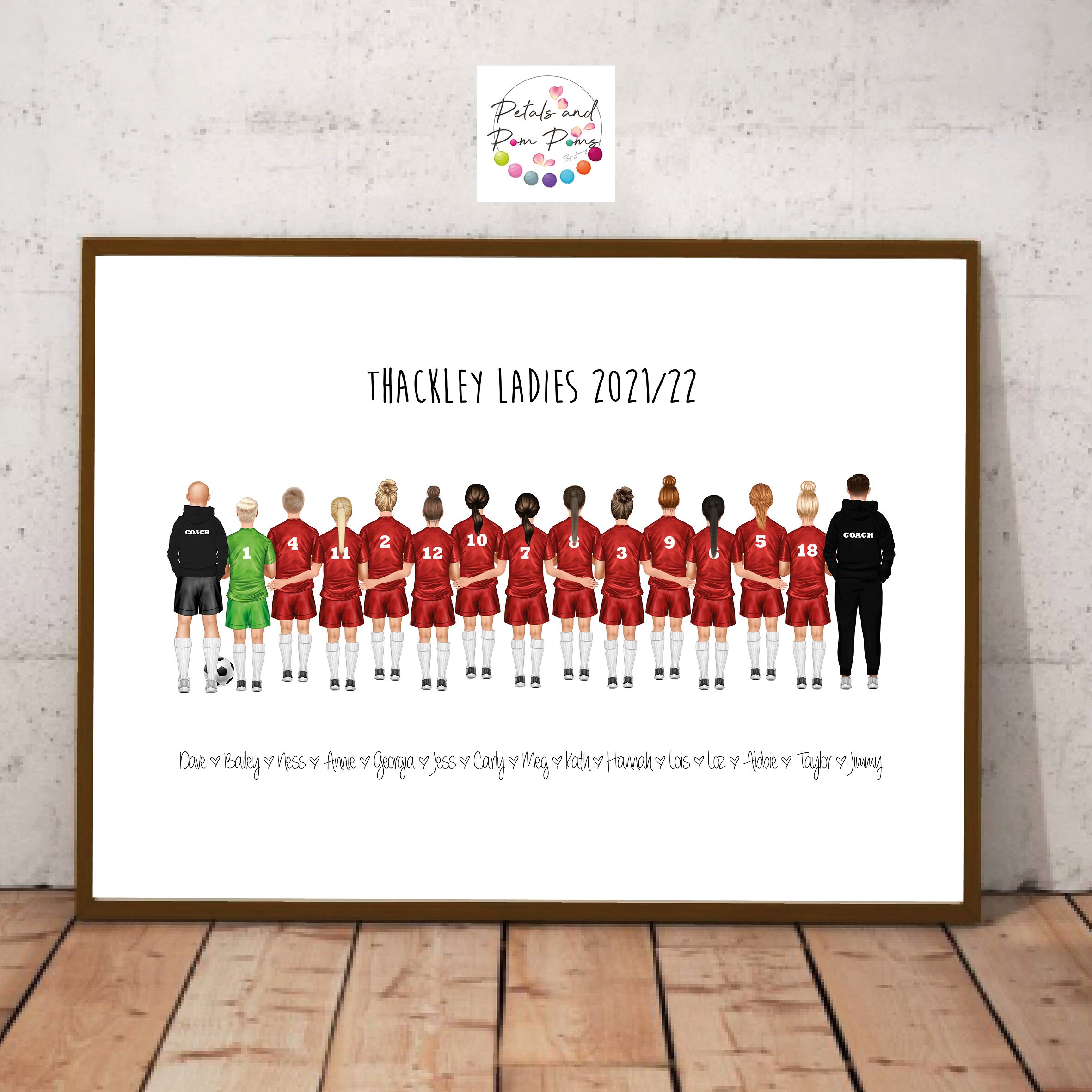 Team Print, Sports Team Picture, Bespoke, Clip Art, Coach Gift, Netball ...