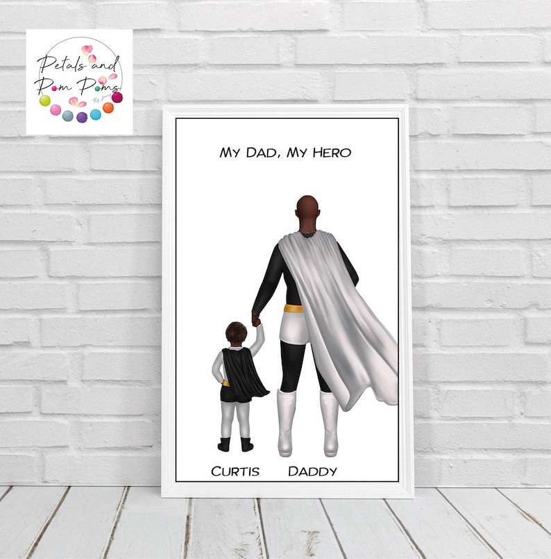 Superhero Dad and Kids Print Christmas Gift Birthday Gift | Etsy