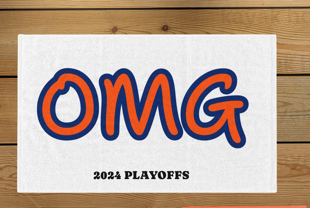 White OMG Rally Towel, New York Mets OMG 2024 Playoffs, Sports Towel ...