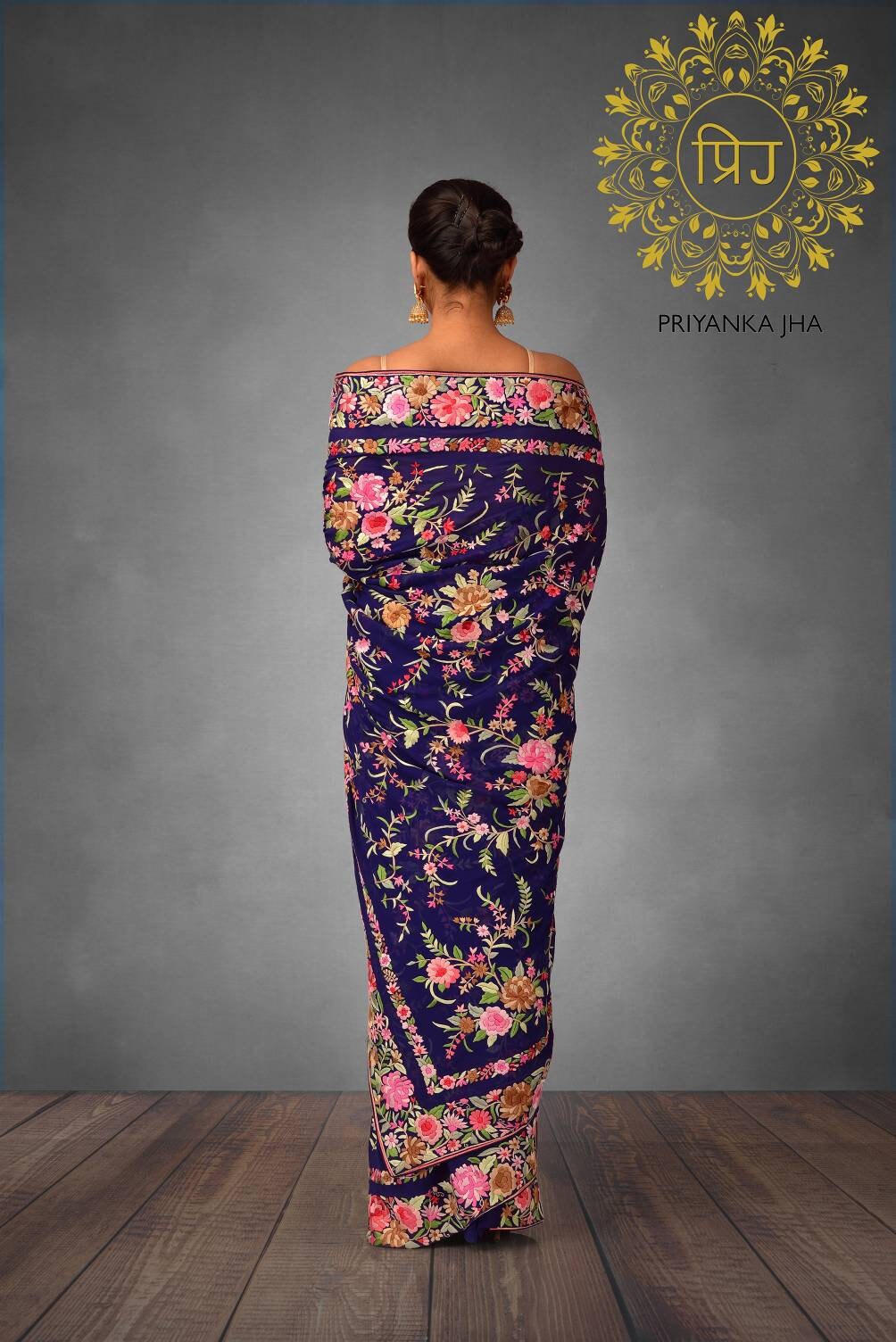 Parsi Gara Saree With Multi Colour Hand Work, Special Occasion Wear. - Etsy