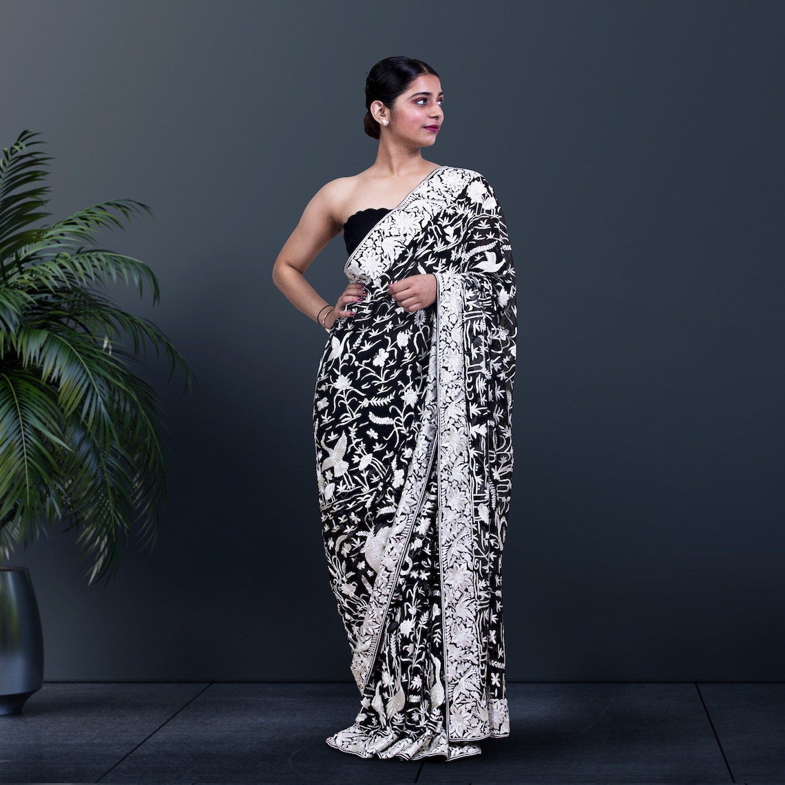 Parsi Gara Saree ,hand Embroidered Saree ,georgette Saree - Etsy