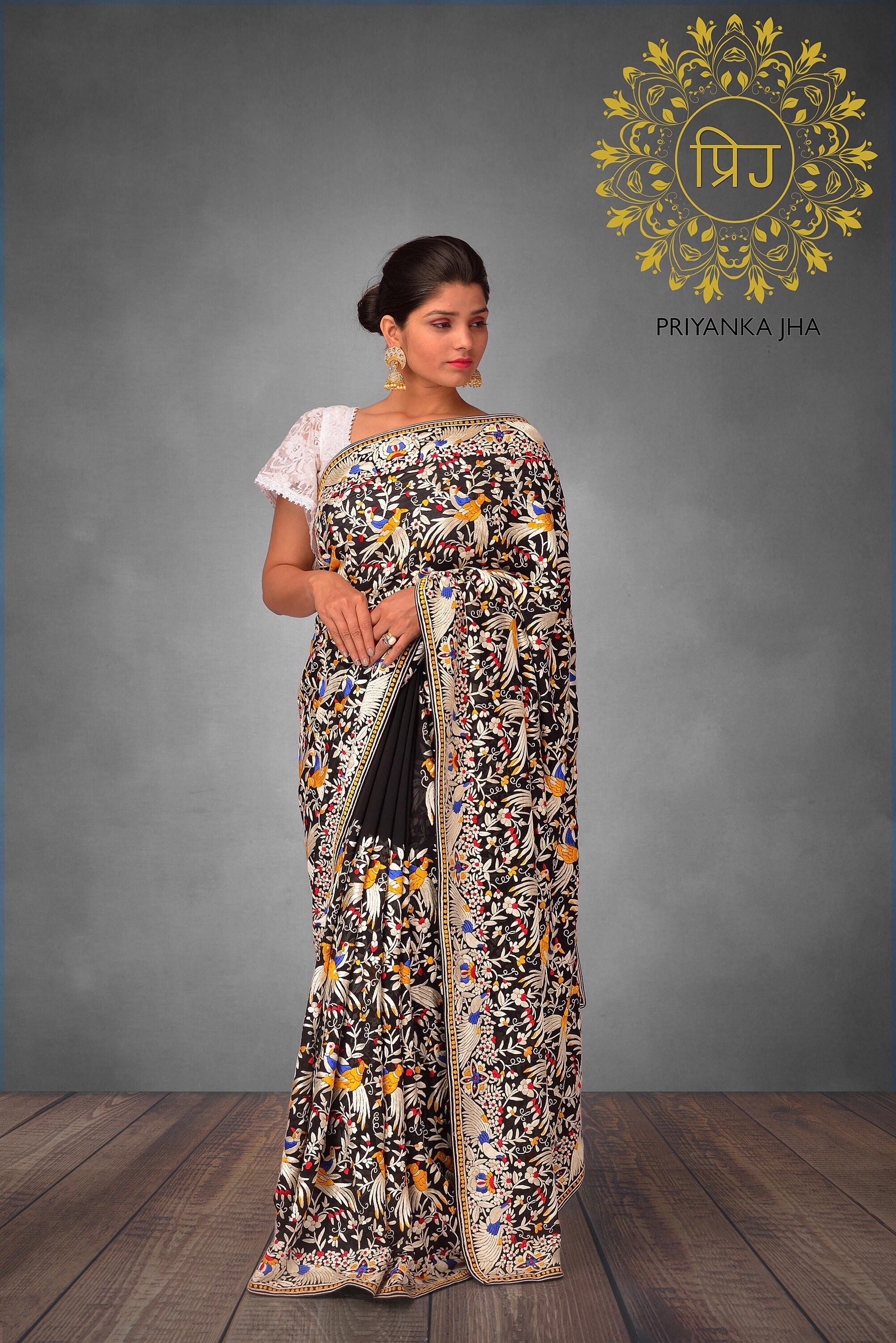 Parsi Gara Saree,hand Embroidered Sari,gara Embroidered Saree - Etsy