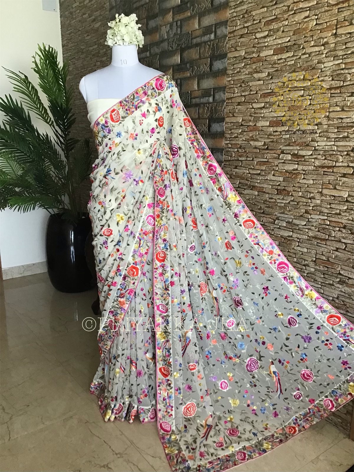 Parsi Gara Saree, Hand Embroidered Saree, - Etsy